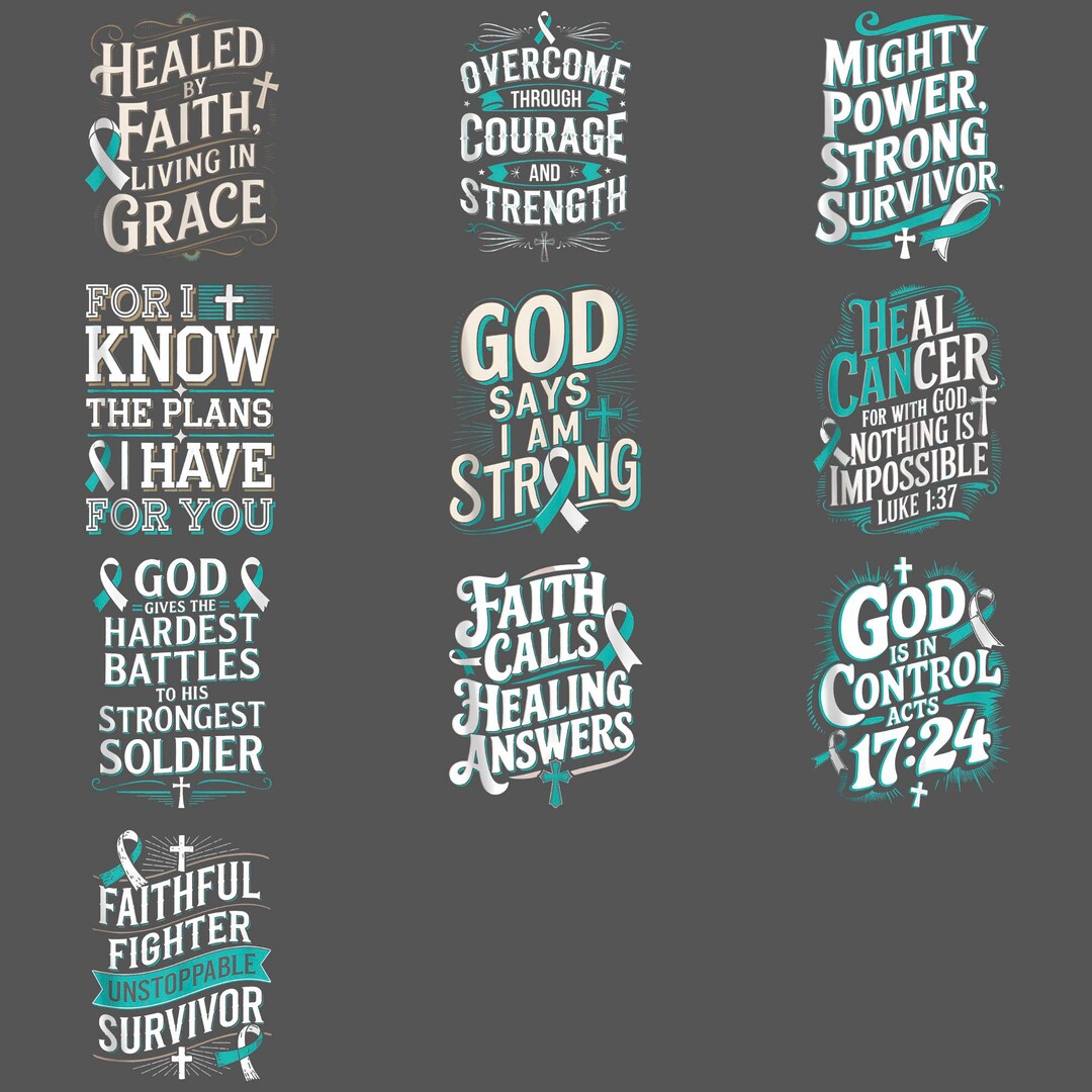 Survivor Cervical Cancer PNG – Motivational Quote Christian Faith Teal ...