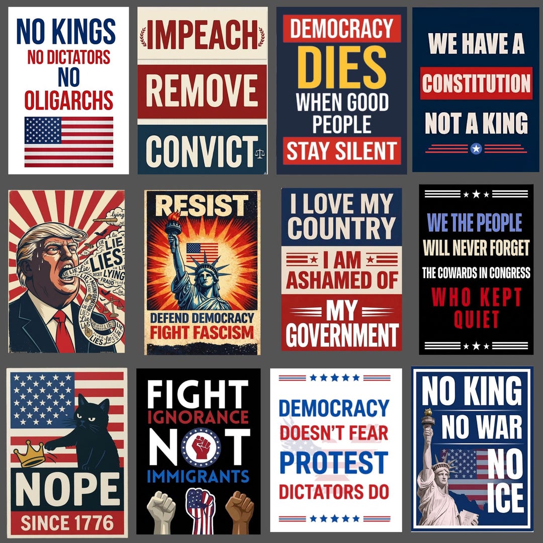 Political Protest Signs Bundle, Anti-trump Rally Posters (digital ...