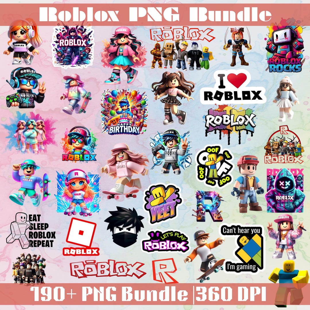 Mega Roblox Character Clipart Bundle Graffiti & Neon PNG Digital ...
