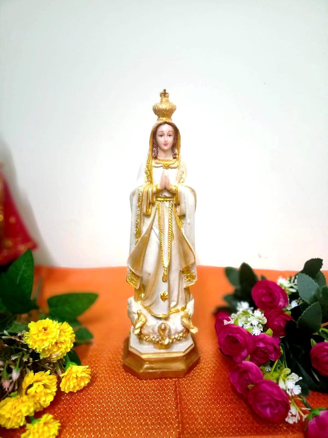 Hand Painted-our Lady of Fathima Mary Statue/ Blessed Mother Mary ...