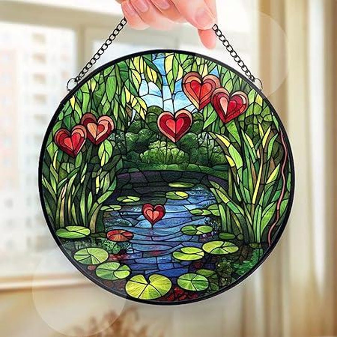 Heart Suncatcher V9, Stained Glass Catchers Hangings for Windows Wind ...