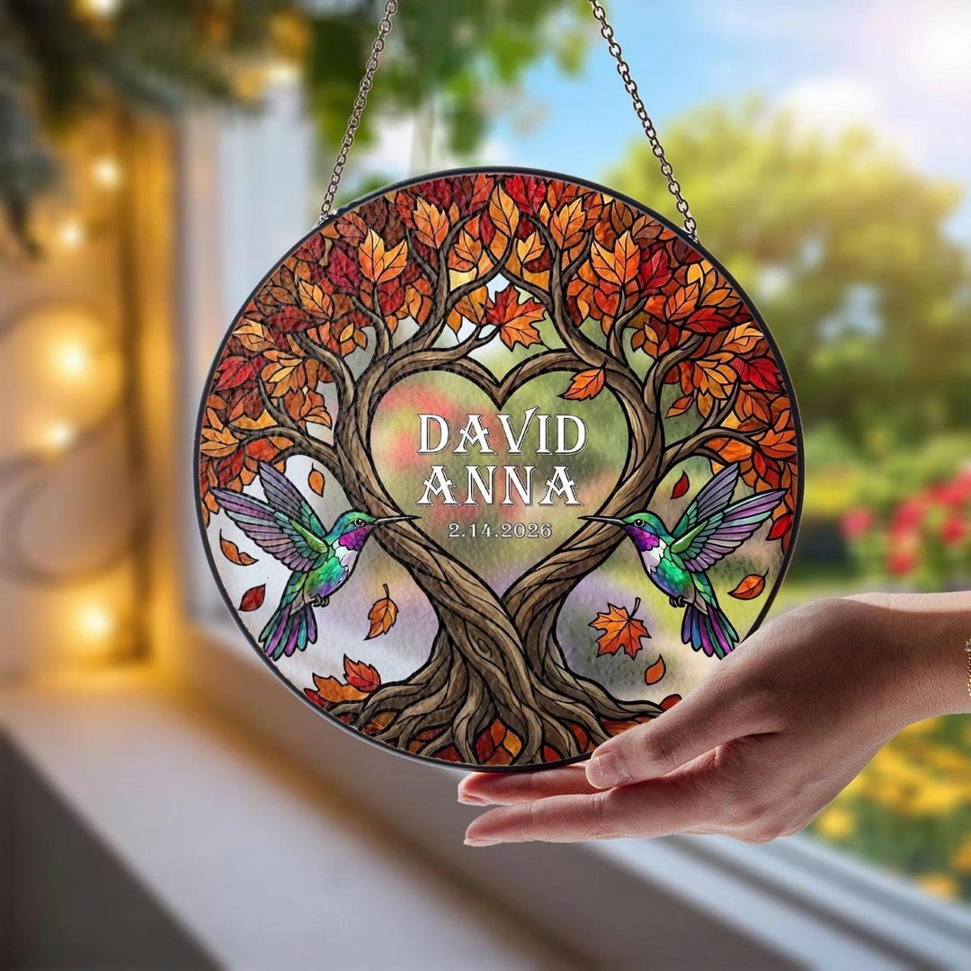 Personalized Tree of Life Decoration Stained Glass Suncatcher, New Home ...
