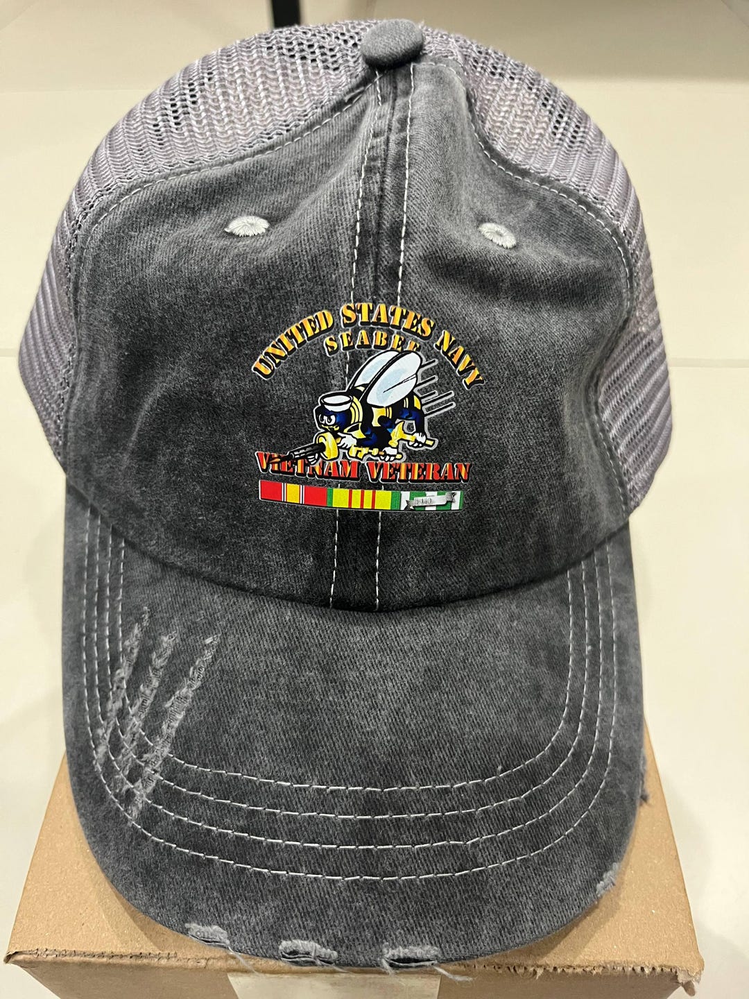 US Navy Seabees Vietnam Veteran Hat – Military Veteran Trucker Cap ...