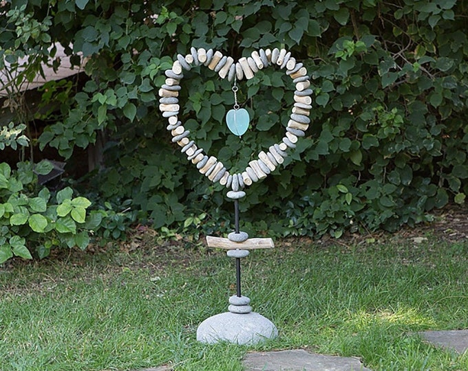 Garden Heart Decor, Pair of Concrete Hearts, I Love You, Memorial ...