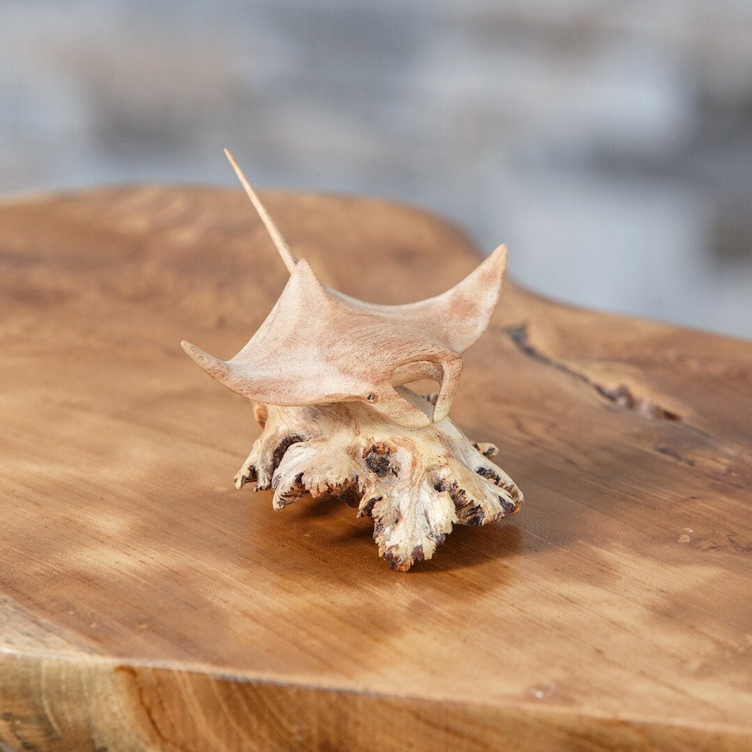 Hand-carved Stingray Figure Sustainable Parasite Wood - Etsy