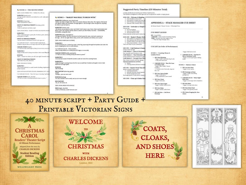 A Christmas Carol Reader’s Theater Script & Victorian Party Kit ...