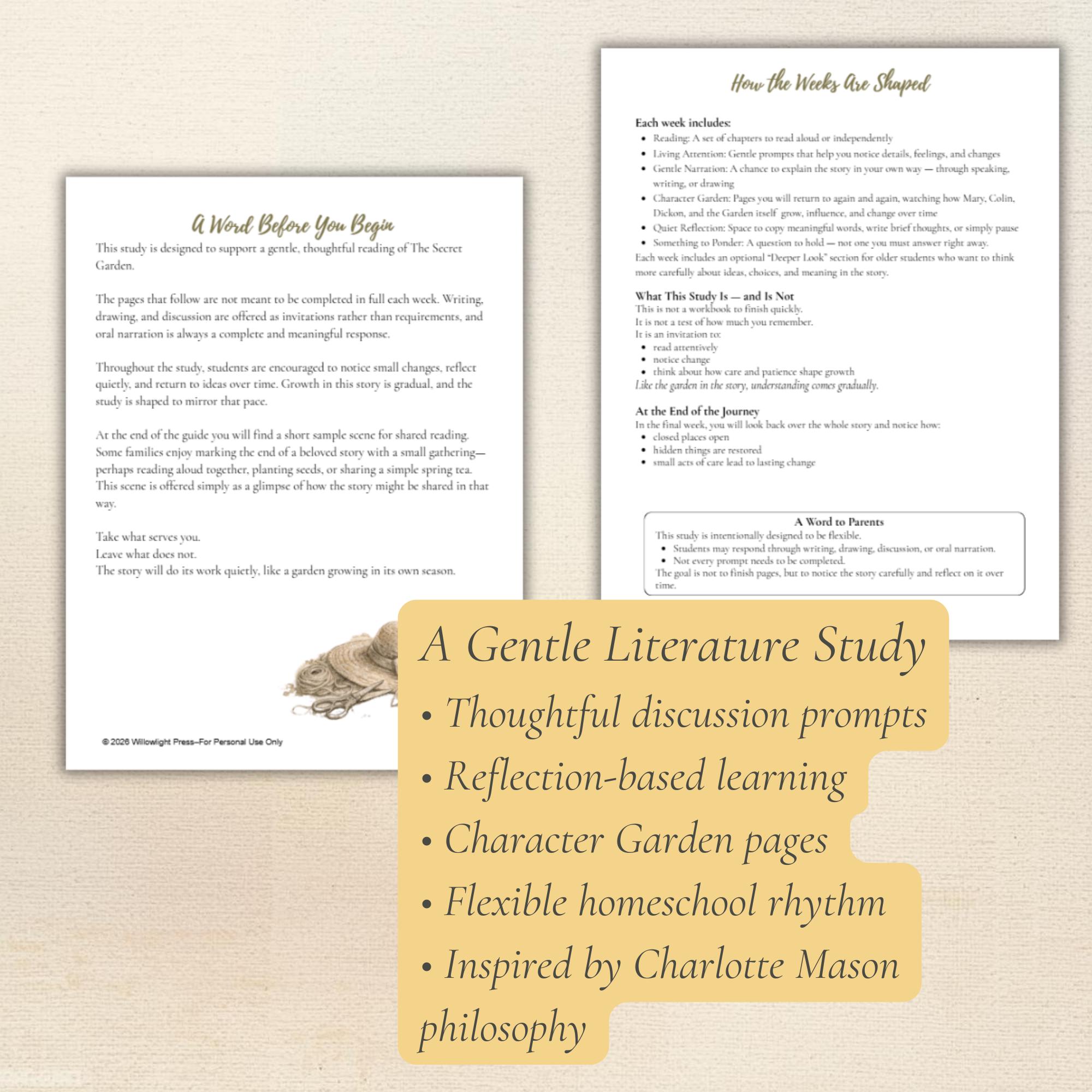 Secret Garden Novel Study | 8-week Homeschool Literature Guide (upper ...