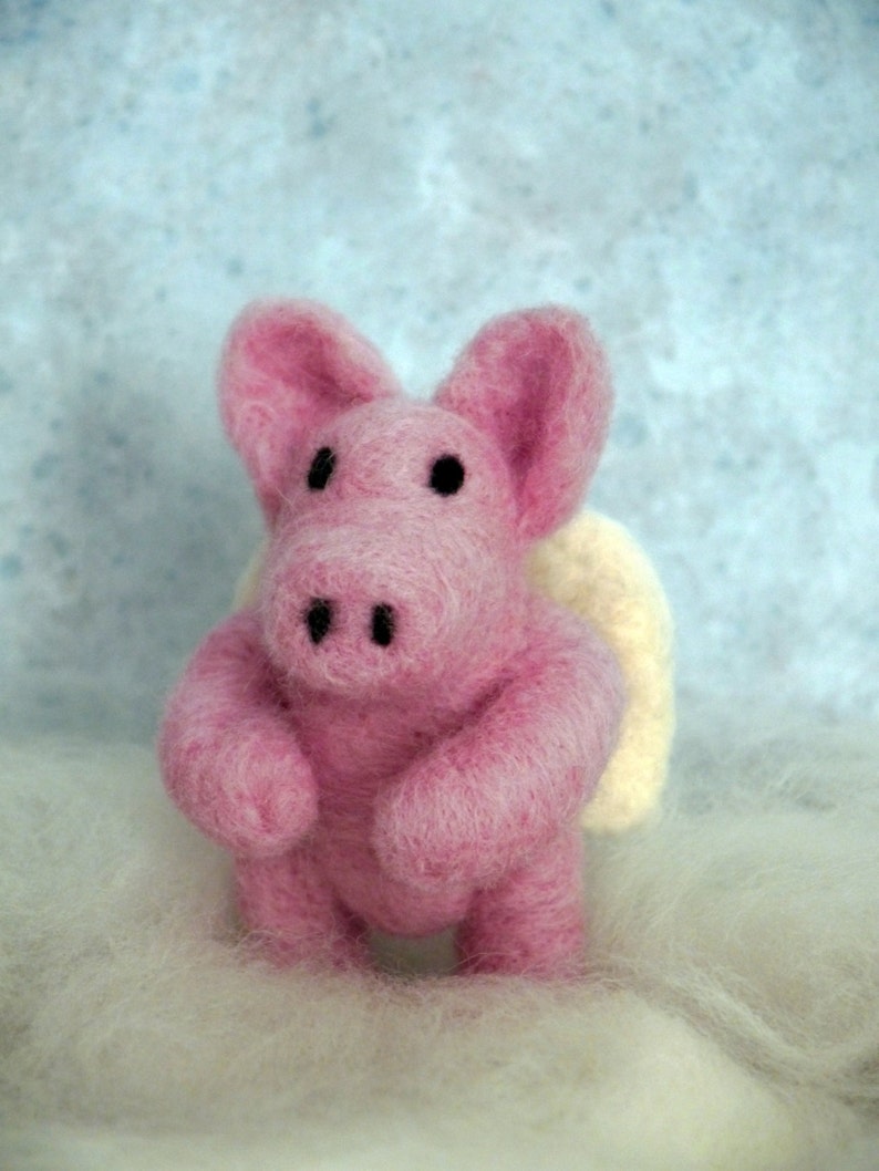 Louie Flying Pig Angel Needle Felted Figurine - Etsy