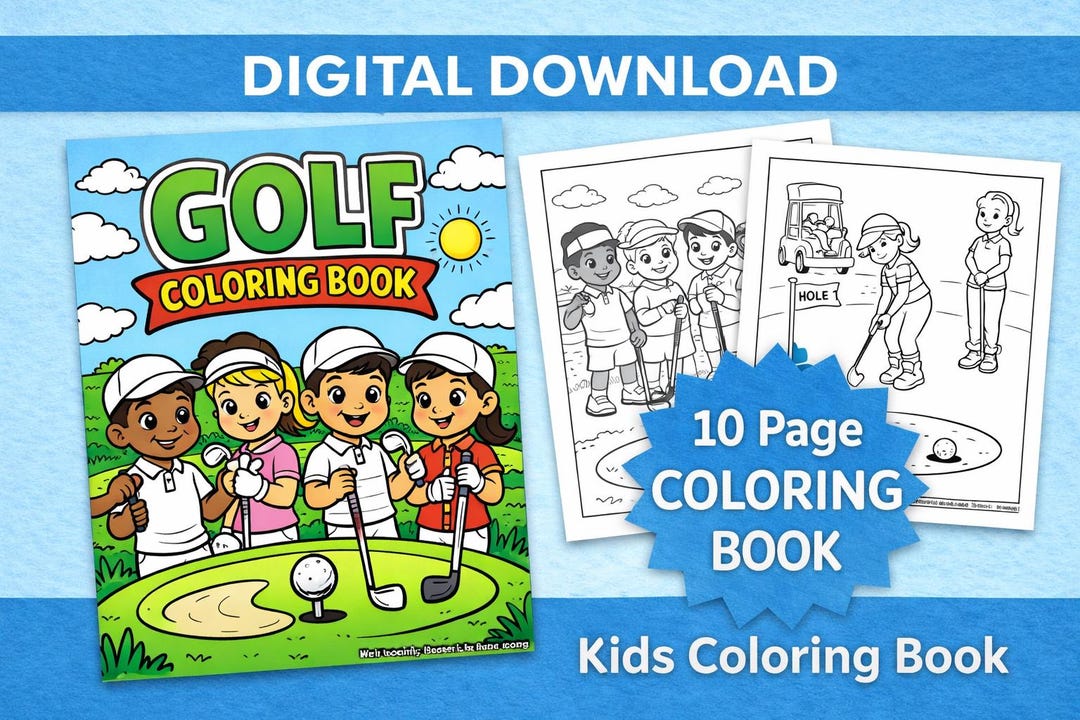 Fun Kids Golf Coloring Book for Boys and Girls With Cute Golf Scenes ...