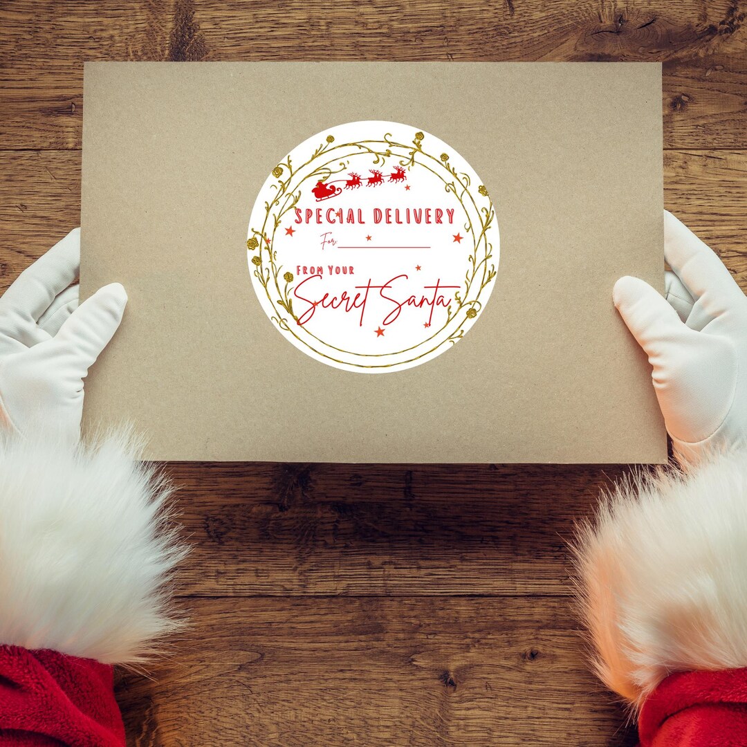 Round Christmas Sticker - Secret Santa - Printable Digital Download ...