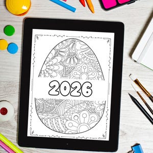 Personalised Easter Egg Coloring Page | Zentangle Egg Design for Kids ...