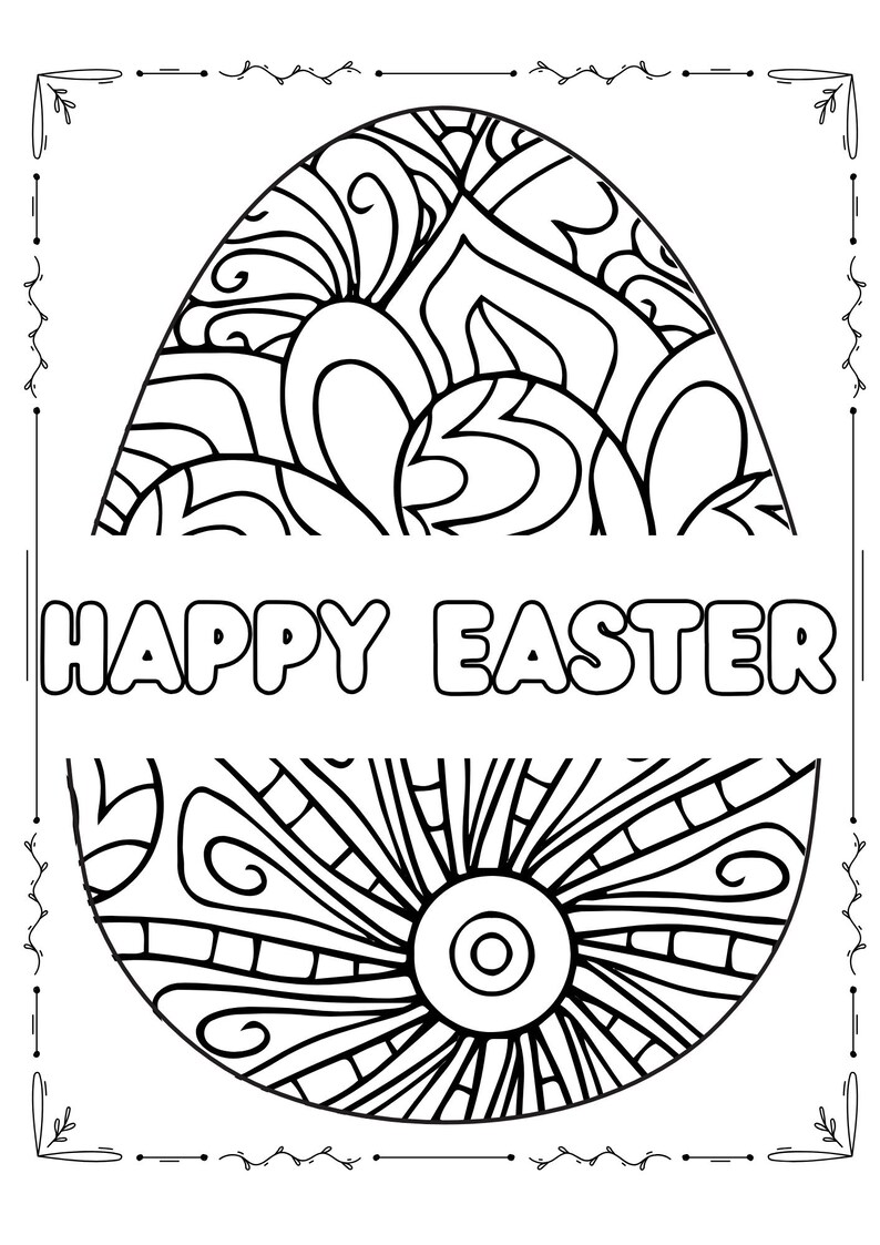 Personalised Easter Egg Coloring Page | Zentangle Egg Design for Kids ...