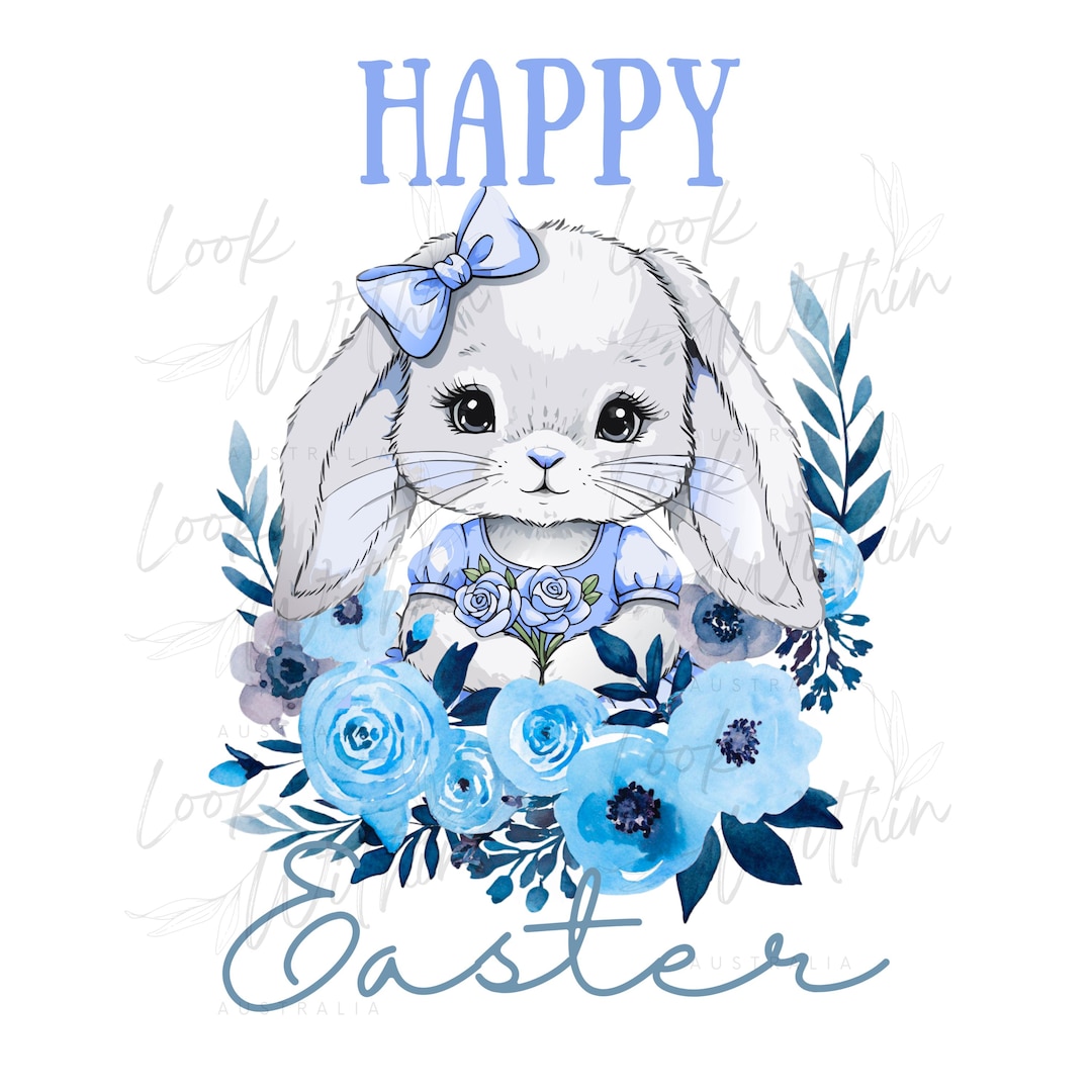 Happy Easter Bunny Floral Clipart – Cute Bunny PNG & SVG, Spring Floral ...
