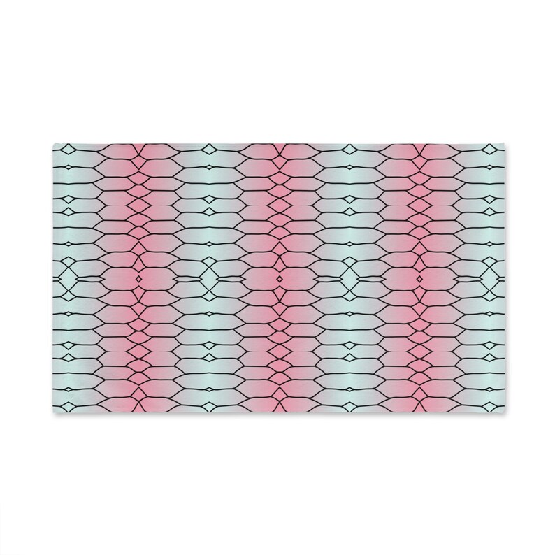 Pink Blue Geometric Pattern Hand Towel | Modern Striped Mosaic Kimetsu ...
