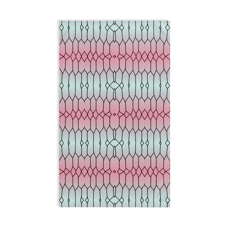 Pink Blue Geometric Pattern Hand Towel | Modern Striped Mosaic Kimetsu ...