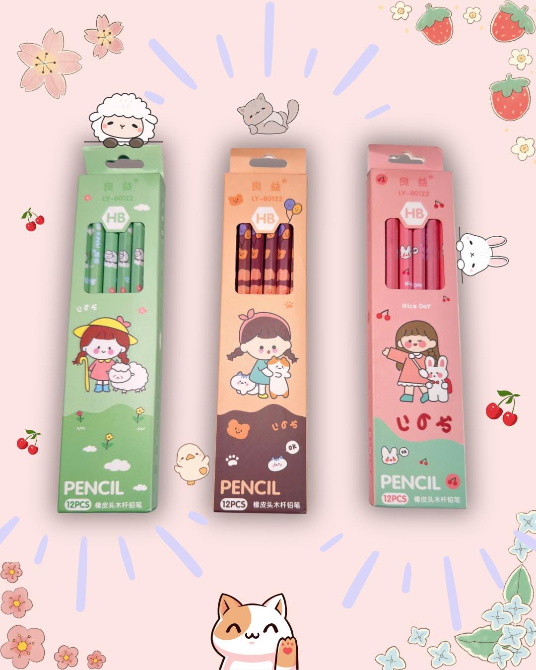 Cute HB Pencil Set – Pastel Wooden Pencils for School, Journaling ...