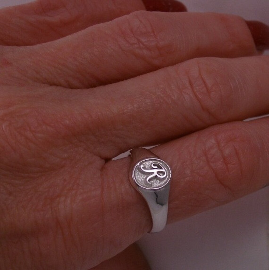 Hand Made Signet Ring of Solid Sterling Silver With a Script - Etsy