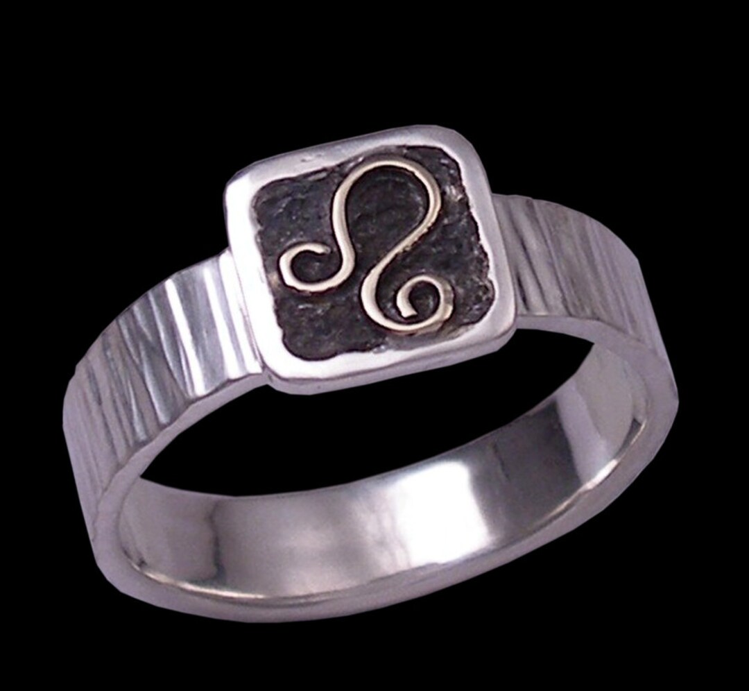 Leo Zodiac Jewelry Hand Made 14 K Yellow Gold Leo Symbol and Sterling ...