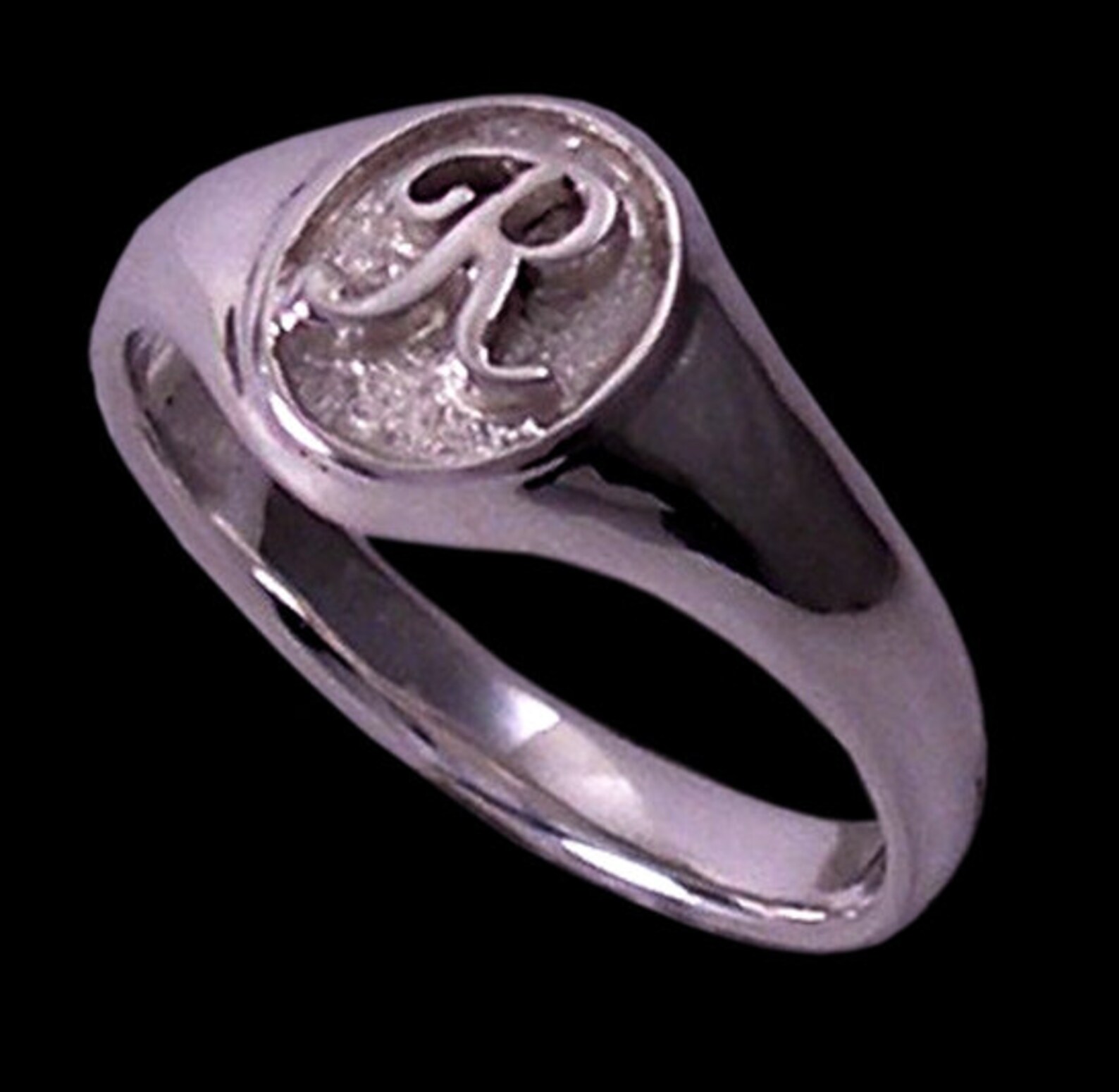 Hand Made Signet Ring of Solid Sterling Silver With a Script Style ...