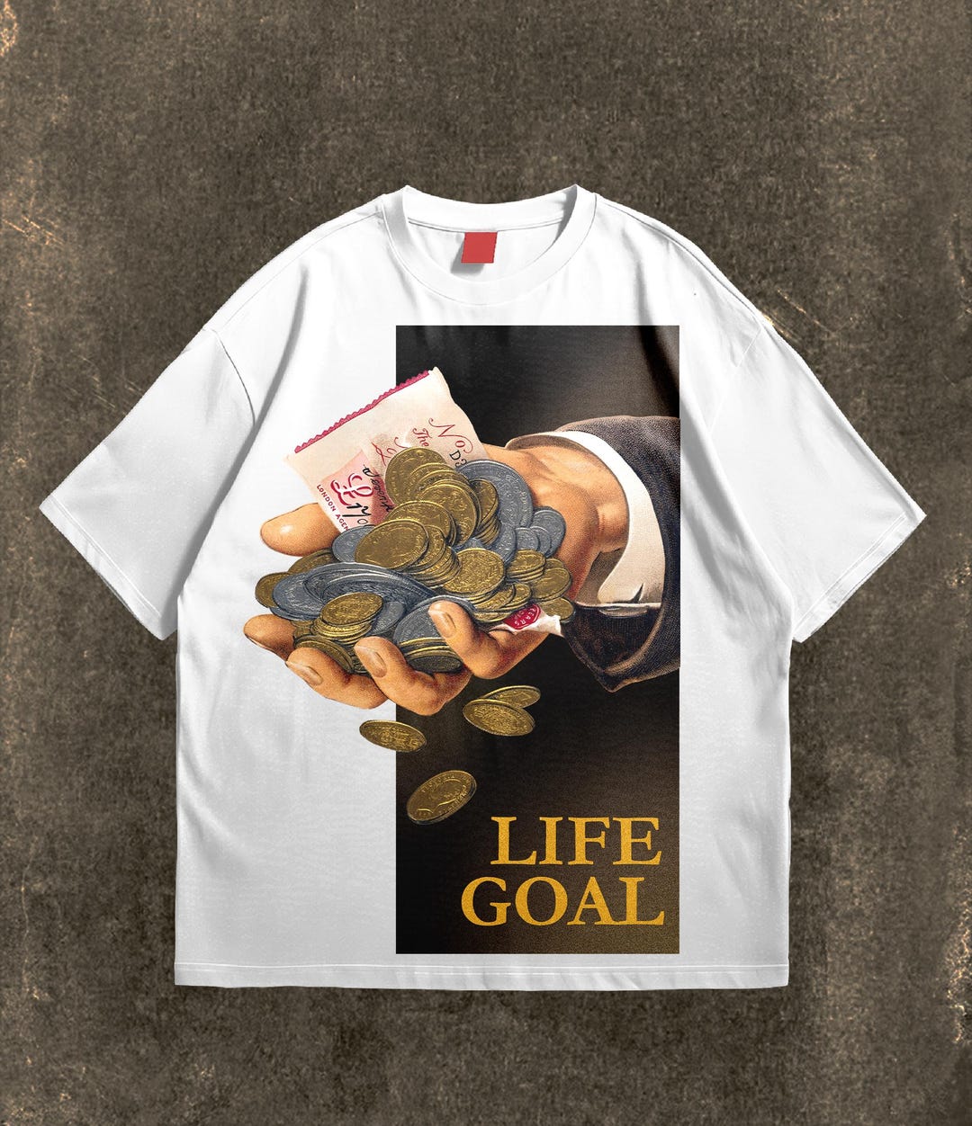 Oversized T-shirt Life Goal Money Graphic Tee, Aesthetic Streetwear ...