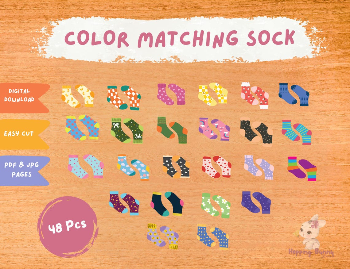 Sock Matching Game | Printable Preschool Learning Activity (digital ...