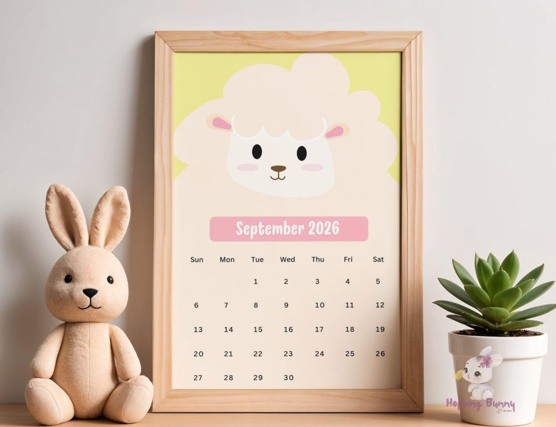 Kids Printable Calendar 2026 • Cute Animal Monthly Calendar ...