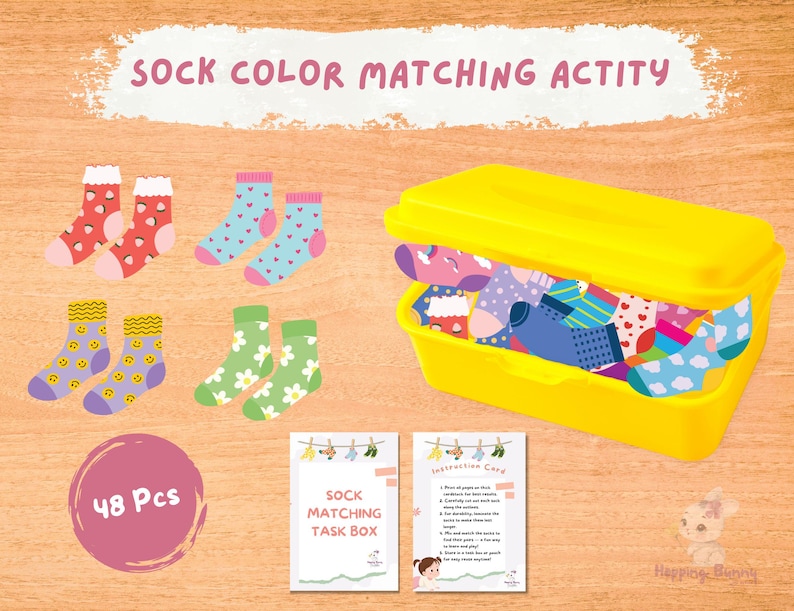 Sock Matching Game | Printable Preschool Learning Activity (digital ...