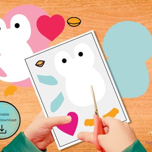 Valentine Penguin Craft for Kids | Cut and Paste Preschool Activity ...