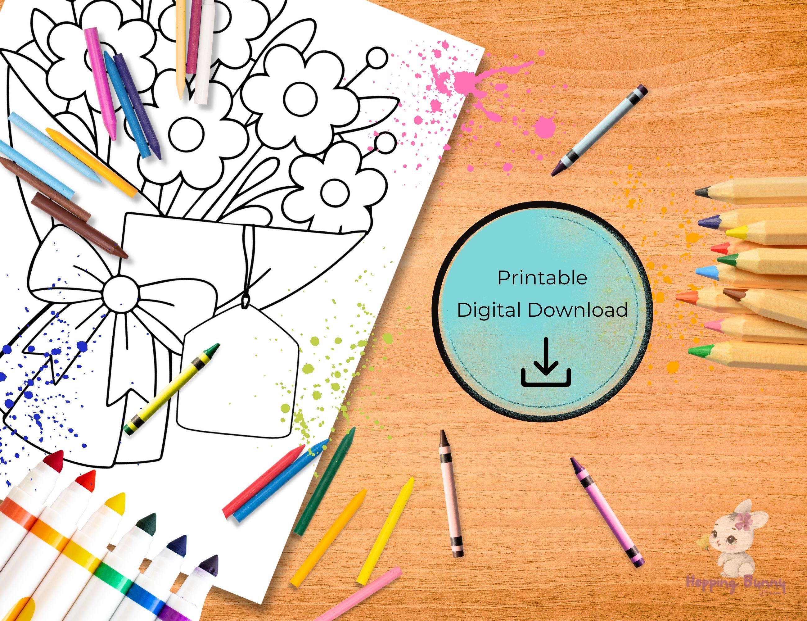 Flower Bouquet Craft Activity for Kids | Printable Coloring, Cutting ...
