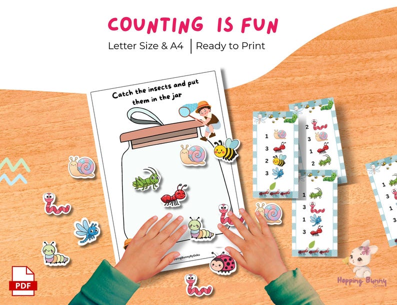 Bug Jar Math Activity, Insect Counting Preschool Worksheet, Montessori ...