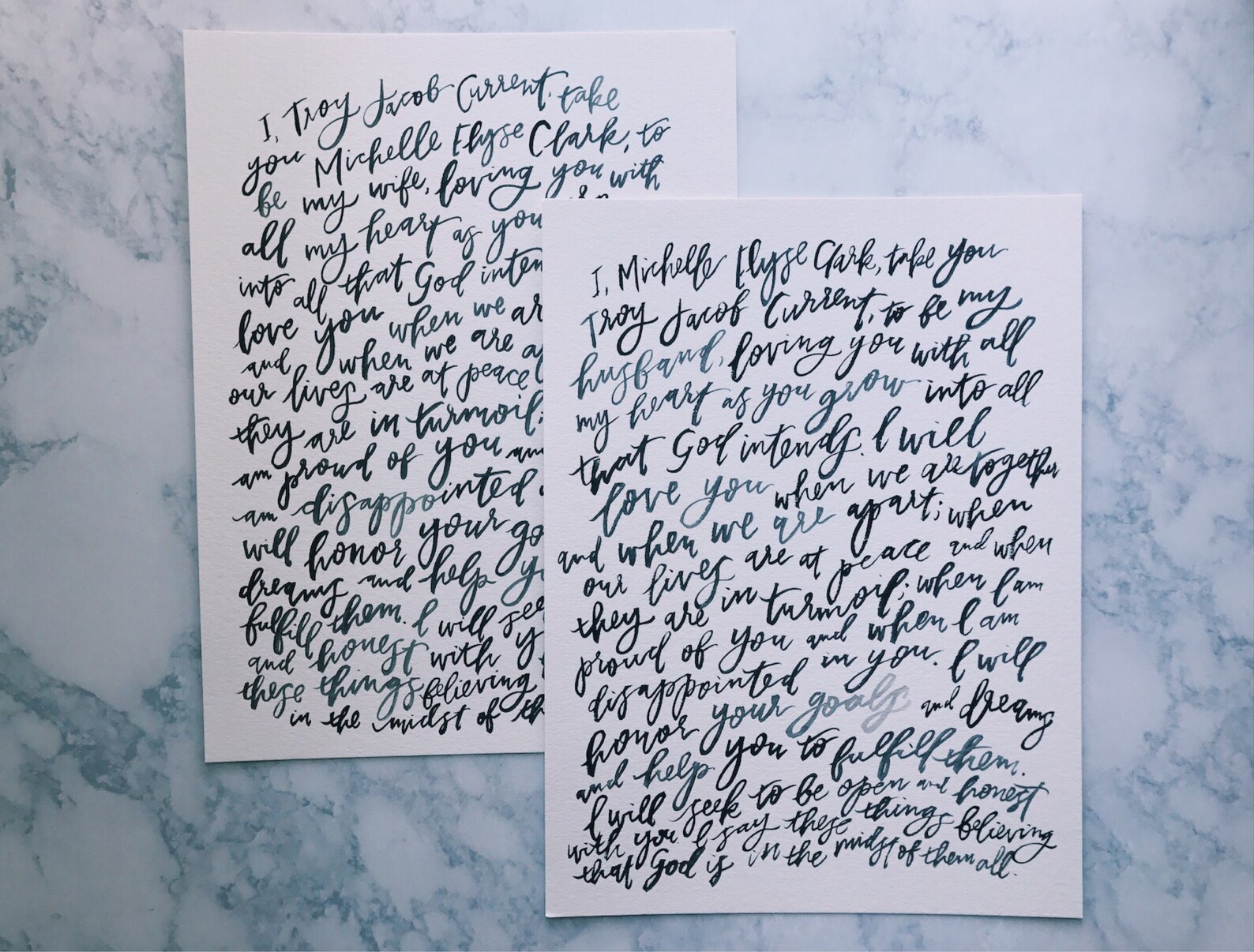 Brush Lettered Handwritten Wedding Vows Print // Wedding Vows Print ...