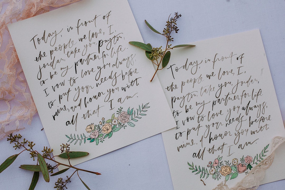 Brush Lettered Handwritten Wedding Vows Print // Wedding Vows Print ...