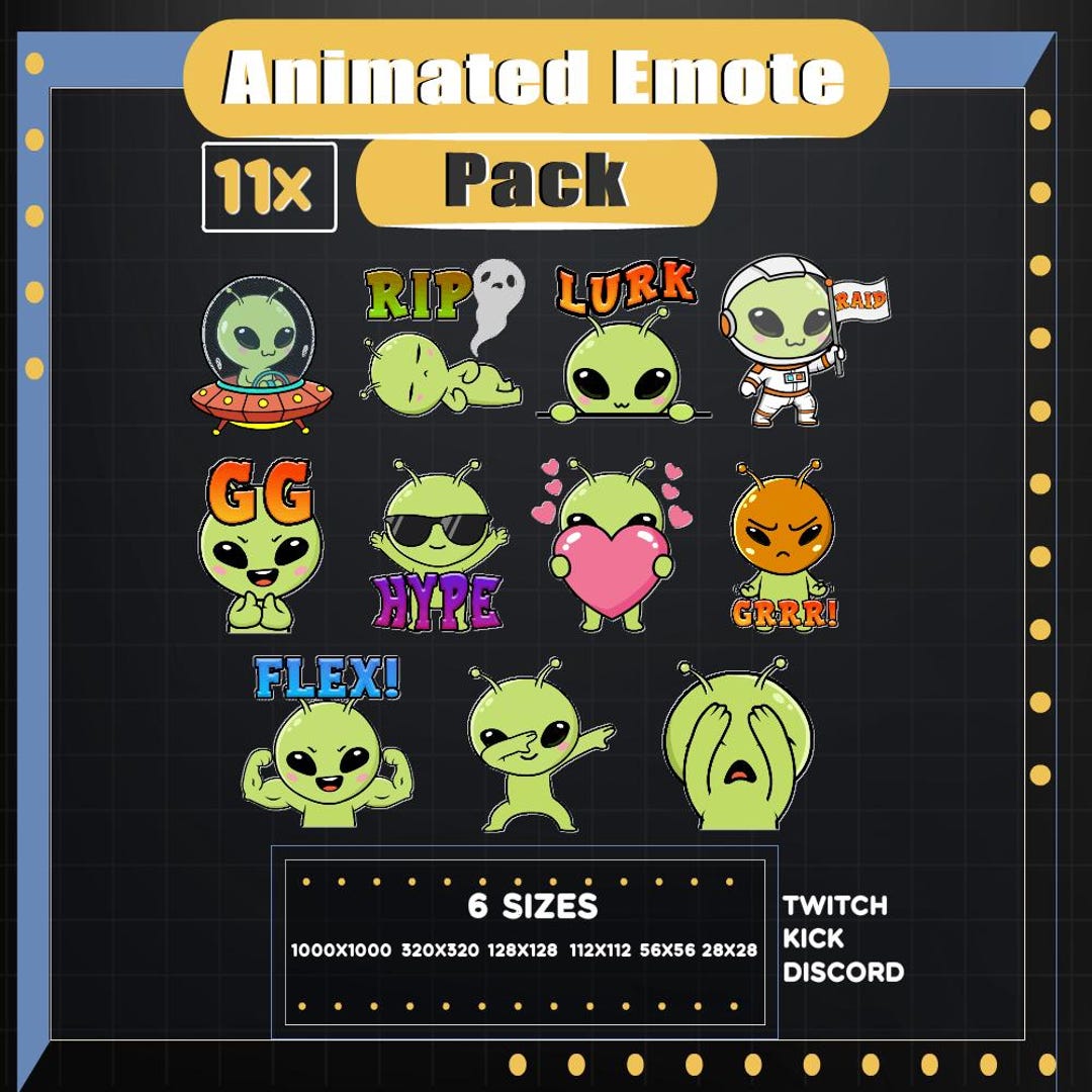 Animated Alien Emote Pack,for Twitch Kick and Discord Chibi Streamer ...