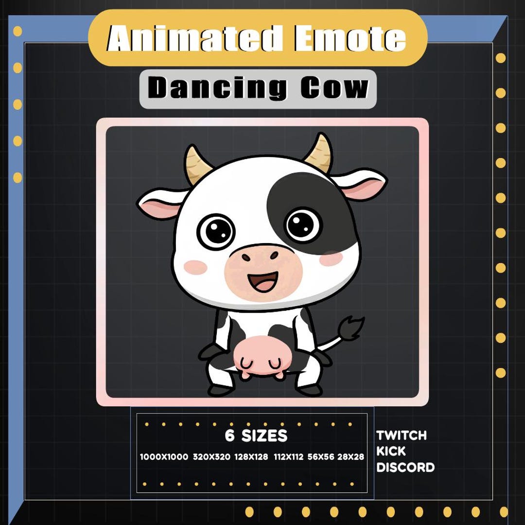 Dancing Cow Chibi Animated Emote – Twitch, Discord, Kick (digital File ...