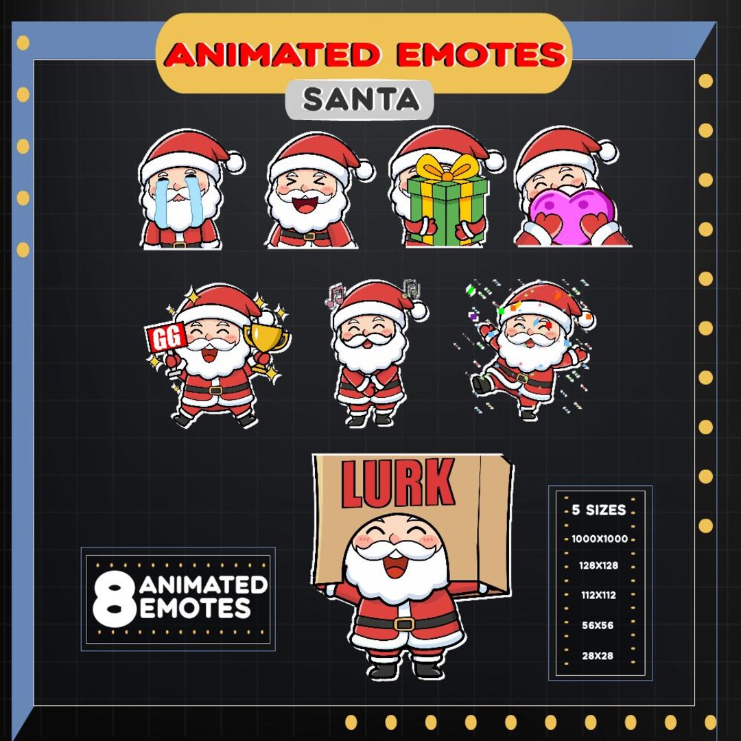 Animated Santa Emote Pack, Twitch, Discord, Kick (digital Download) - Etsy