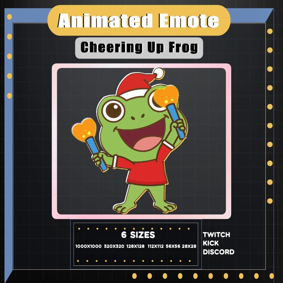 Animated Frog Cheer up Emote, Kawaii Frog Animated Emote for Twitch ...