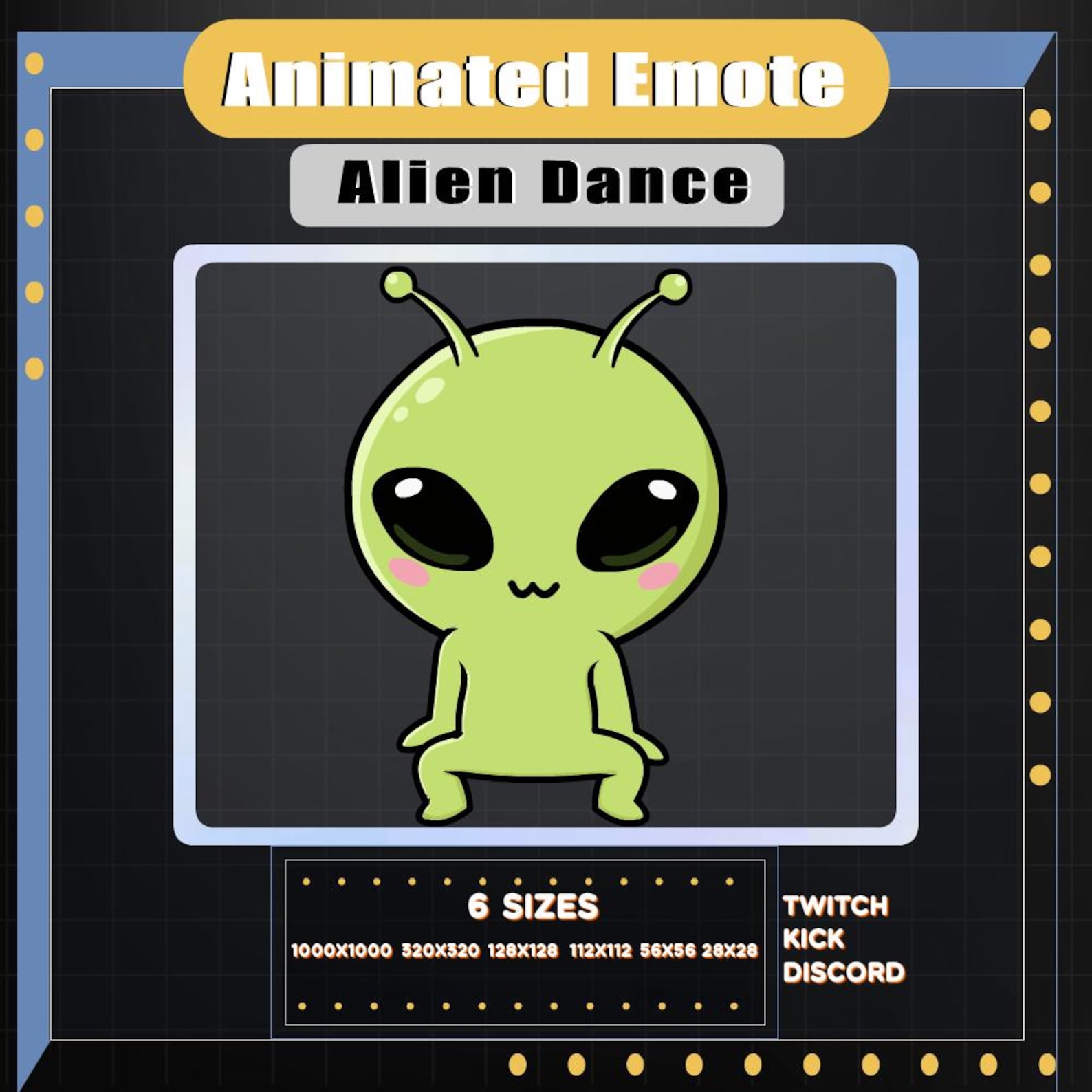 Dancing Alien Chibi Animated Emote – Twitch, Discord, Kick (digital ...