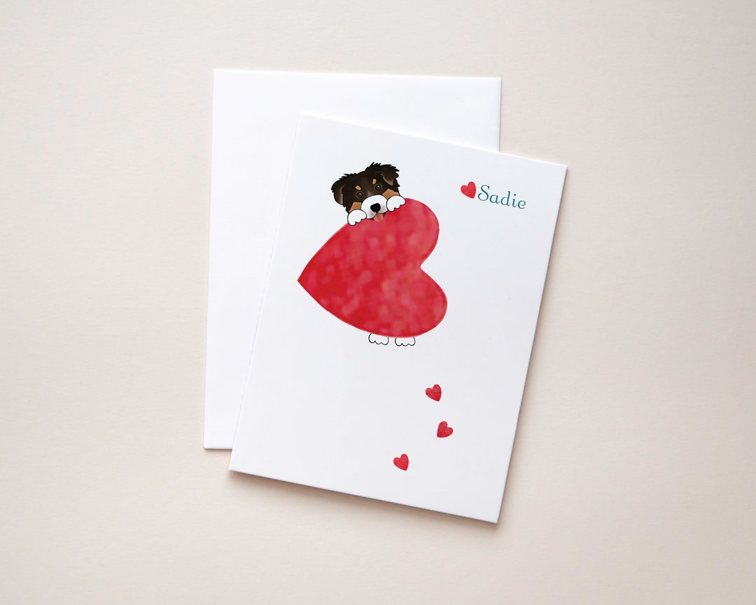 Australian Shepherd Dog Love Greeting Card - Great for Valentine's Day ...