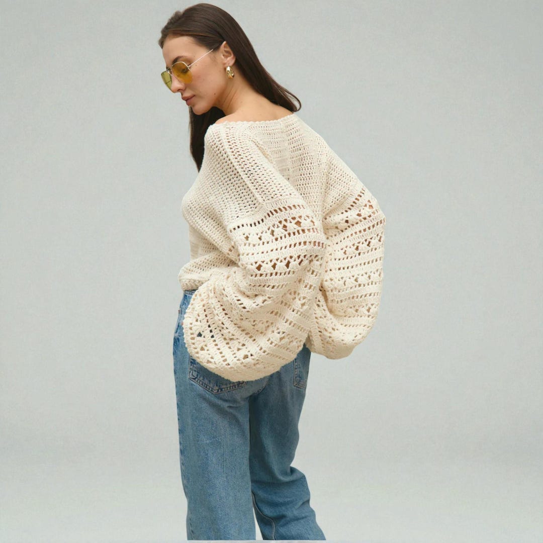 Crochet Vintage Lace Sweater Pattern, Cozy Pullover Digital (PDF ...