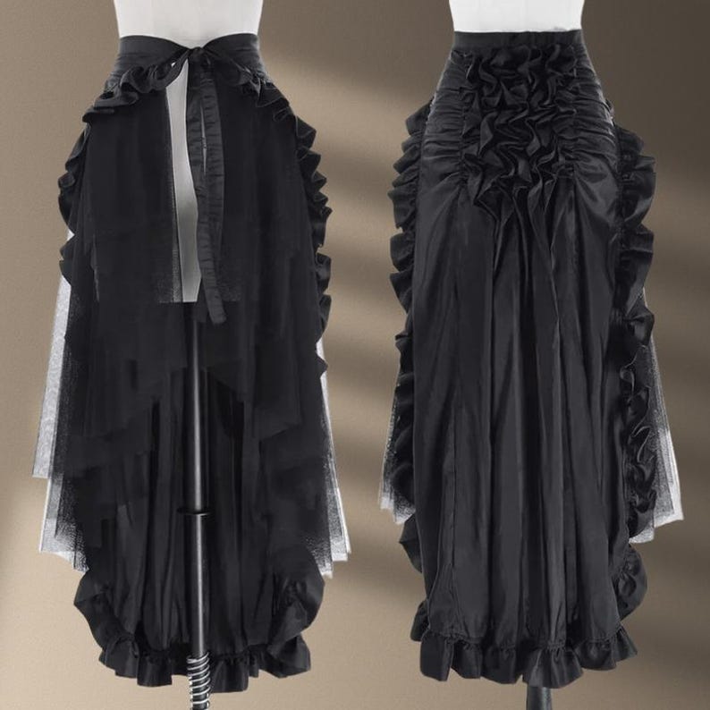 Victorian Steampunk Ruffled Bustle Skirt for Gothic Pirate or Medieval ...