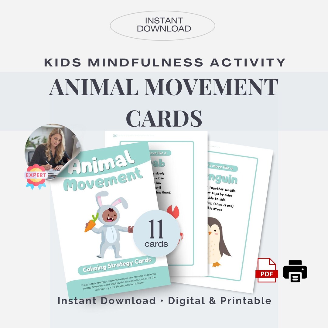 Animal Movement Calming Cards | Kids Mindfulness Activity Emotional ...