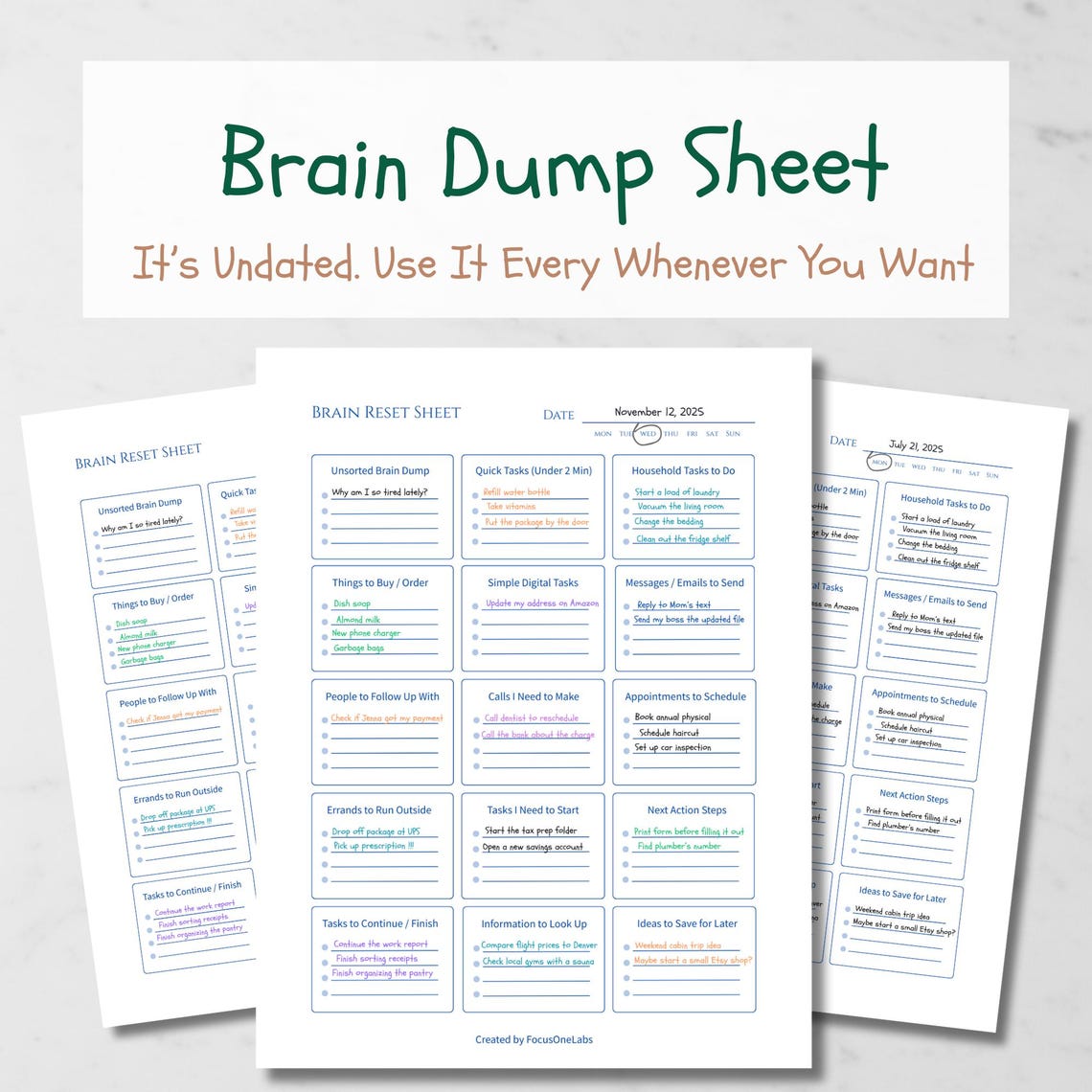 Brain Dump for ADHD • 15 Boxes • Printable A4 / US Letter PDF - Etsy