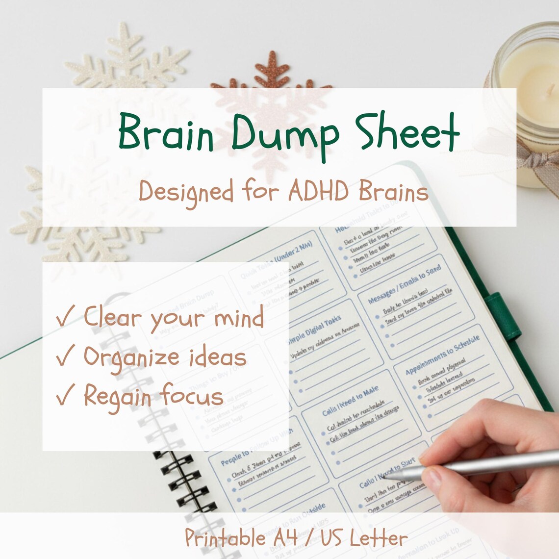 Brain Dump for ADHD • 15 Boxes • Printable A4 / US Letter PDF - Etsy