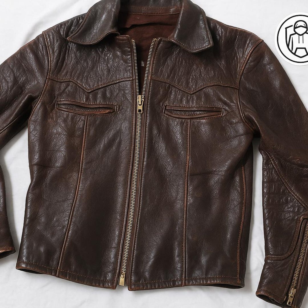 Men’s Brown Vintage Leather Jacket – Classic Zip-up Moto Style Coat ...