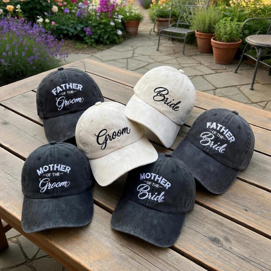 Custom Embroidered Wedding Hats, Bride Groom Family Baseball Caps - Etsy