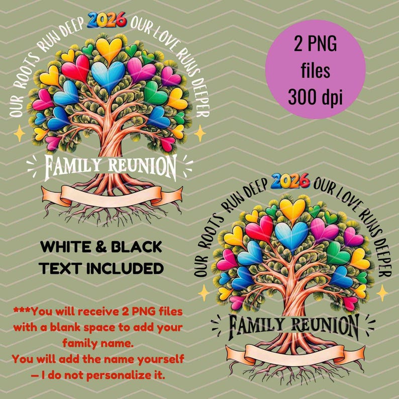 Family Reunion 2026 PNG, Family Tree With Hearts Shirt, Our Roots Run ...