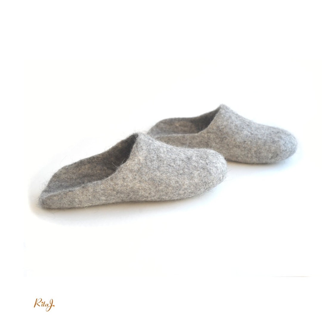 Eco Friendly Natural Grey Color Handmade Felted Open Back Slide ...