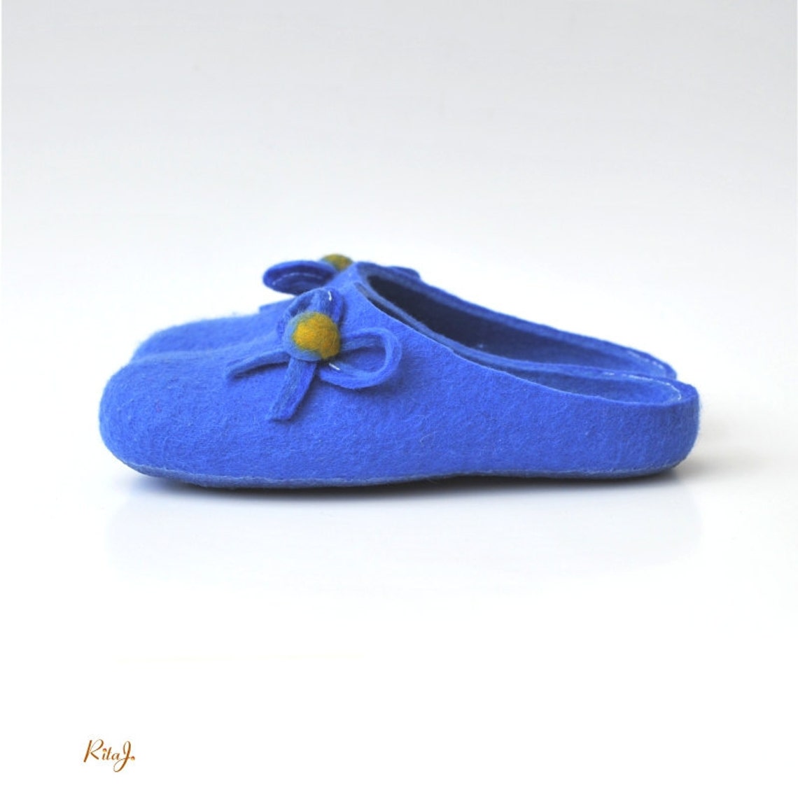 Women House Shoes Felted Slippers Blue - Etsy