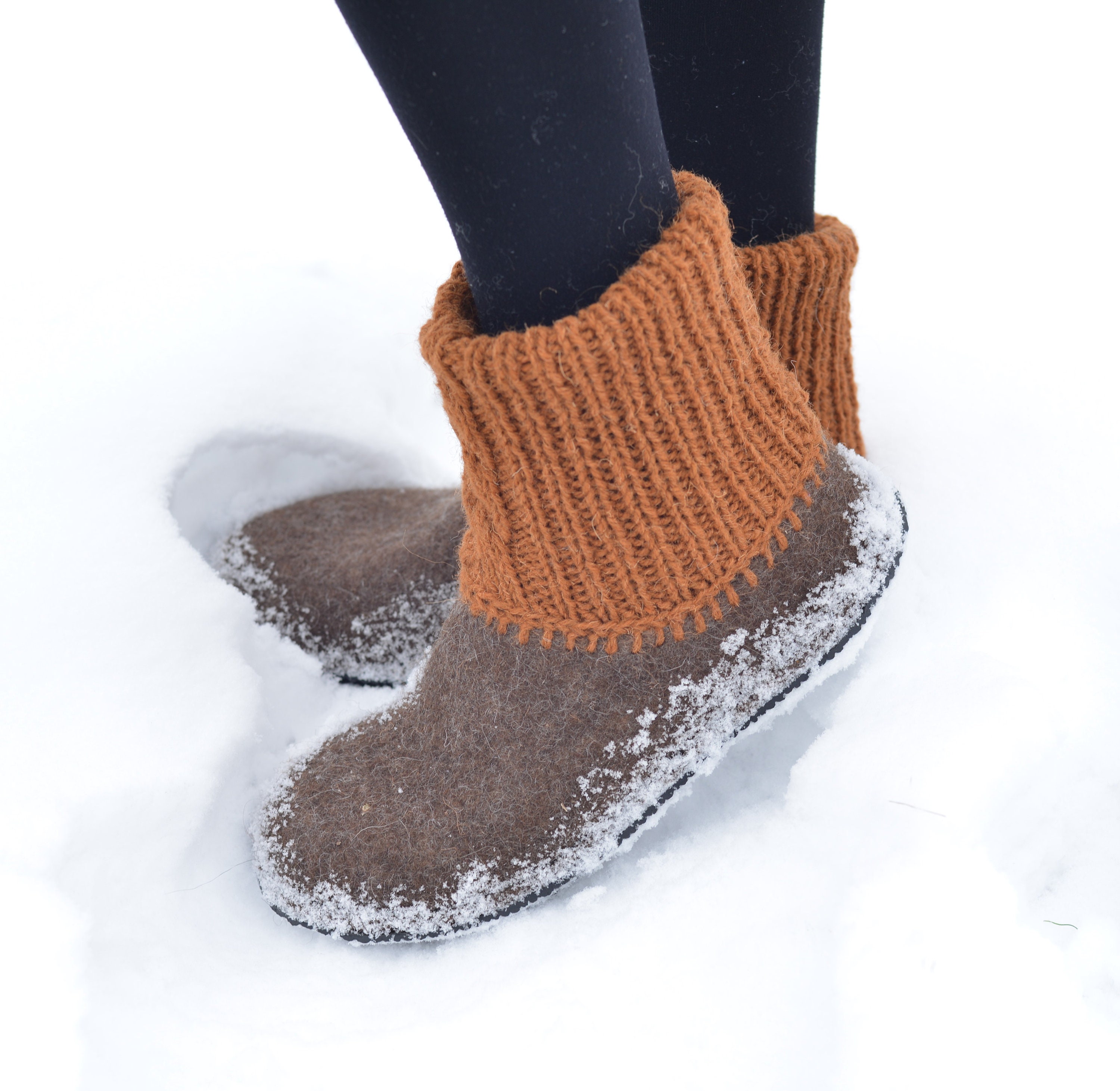 Handmade Wool Felted House Shoes With Rubber Soles - Etsy