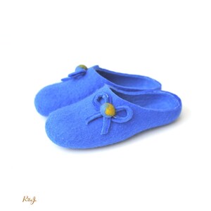 Women House Shoes - Felted Slippers - Blue - Etsy